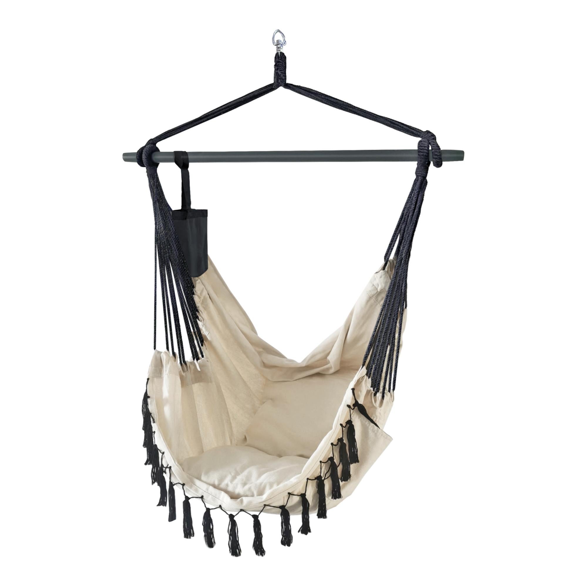 Sedia Amaca 'Aranga' con 2 Cuscini e Portabottiglia - Beige [en.casa ...