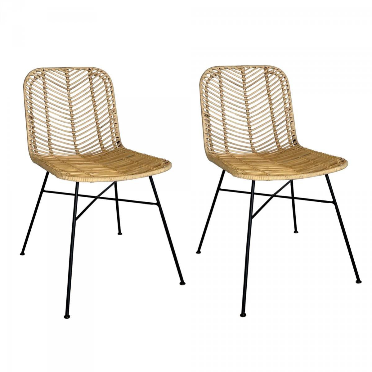 Lot de 2 chaises design en métal et rotin NIDO | Leroy Merlin