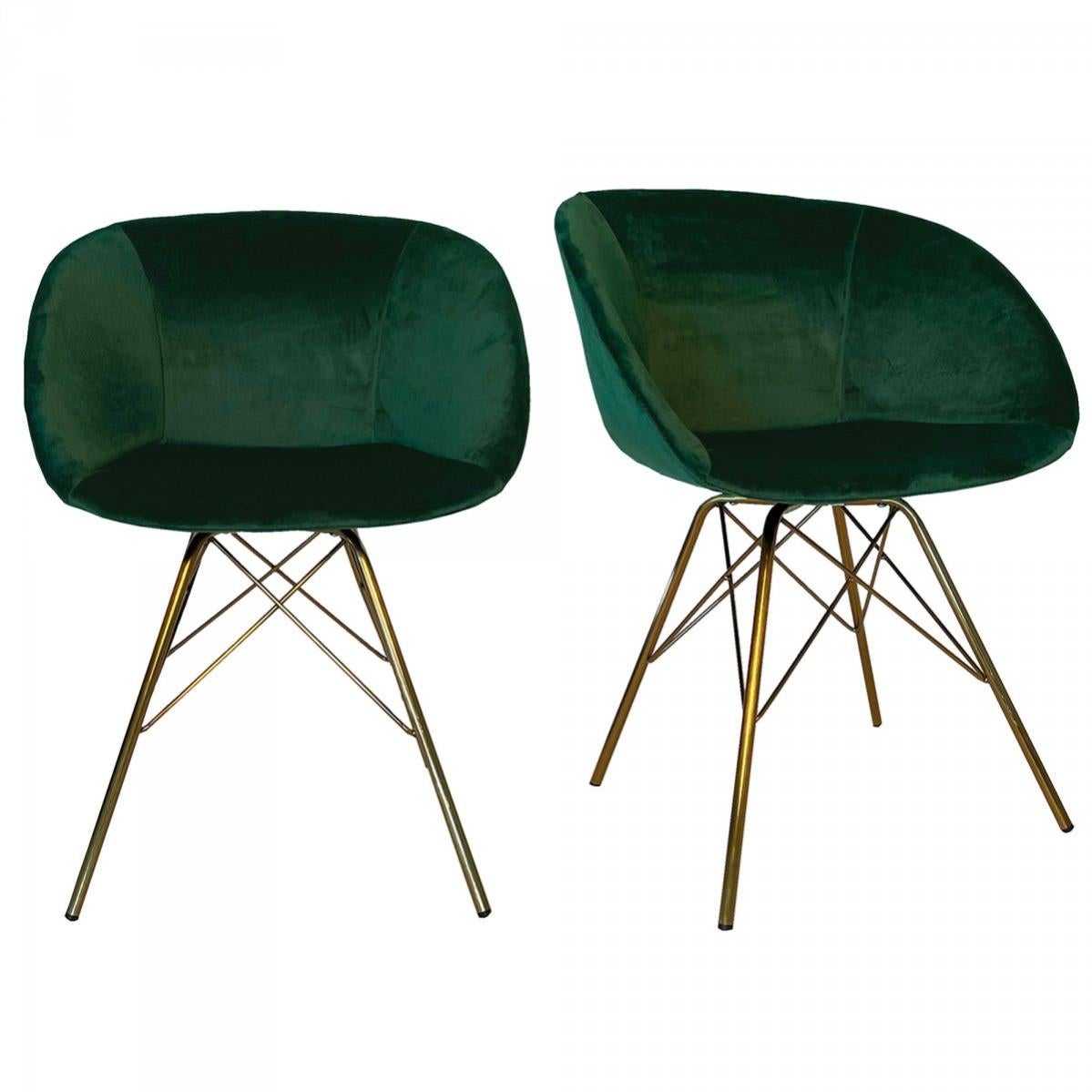 Lot de 2 chaises en velours et pieds métal CHARA | Leroy Merlin