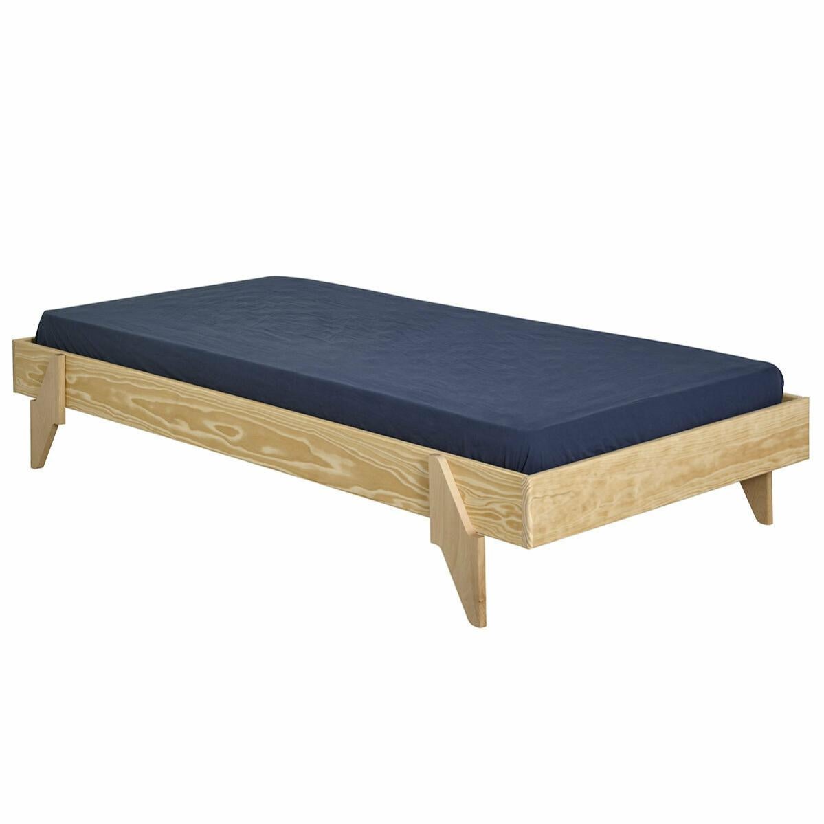 Pack lit empilable avec matelas Buddy Bois naturel 90x190 cm | Leroy Merlin