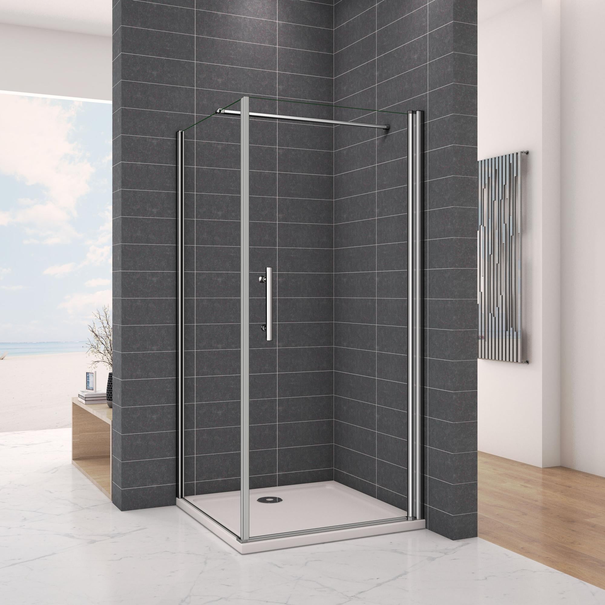 Box Doccia Angolare Alto 187cm Porta Battente Fissa Parete Laterale ...