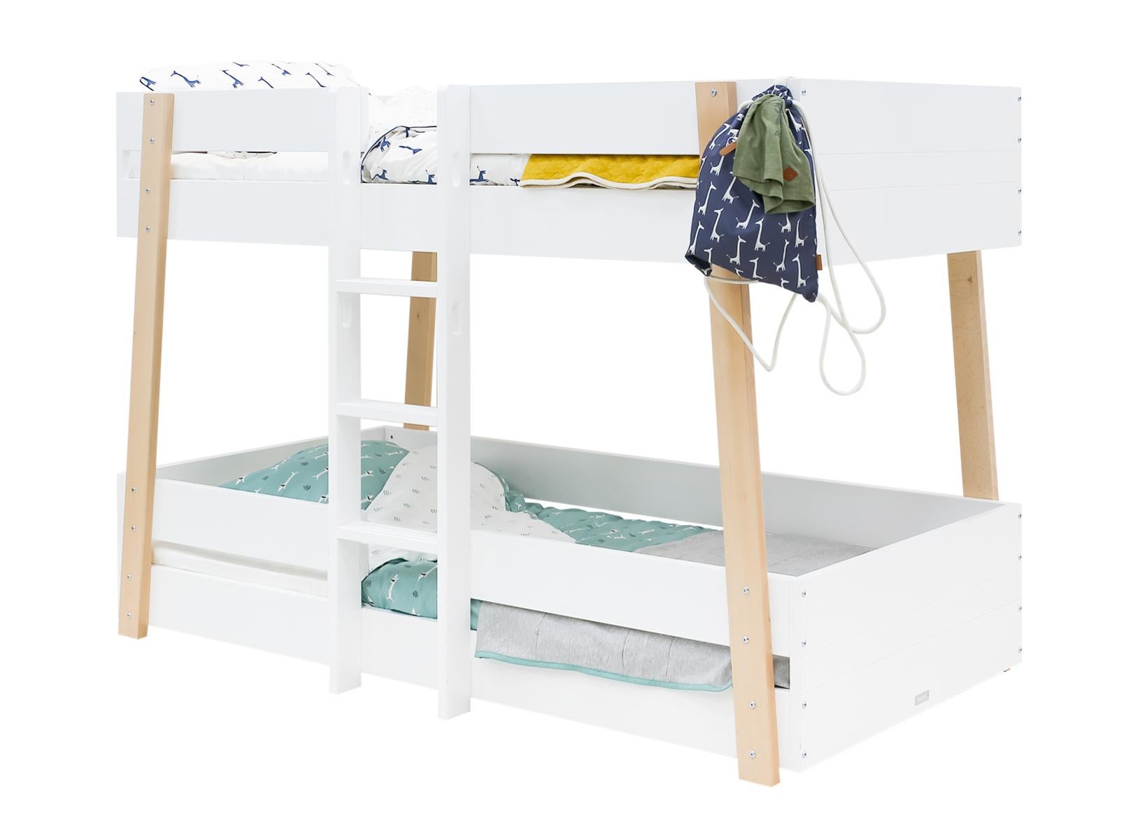 LISA - Lit superpose enfant 90 x 200 en Bois - Blanc / Naturel | Leroy ...