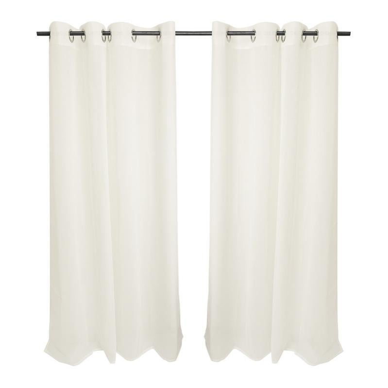 Voilage 140 x 225 cm à Oeillets Grande Hauteur Effet Lin Uni Blanc ...