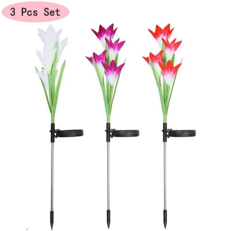 Set di 3 faretti solari da incasso da esterno a terra LED colorati IP65 ...