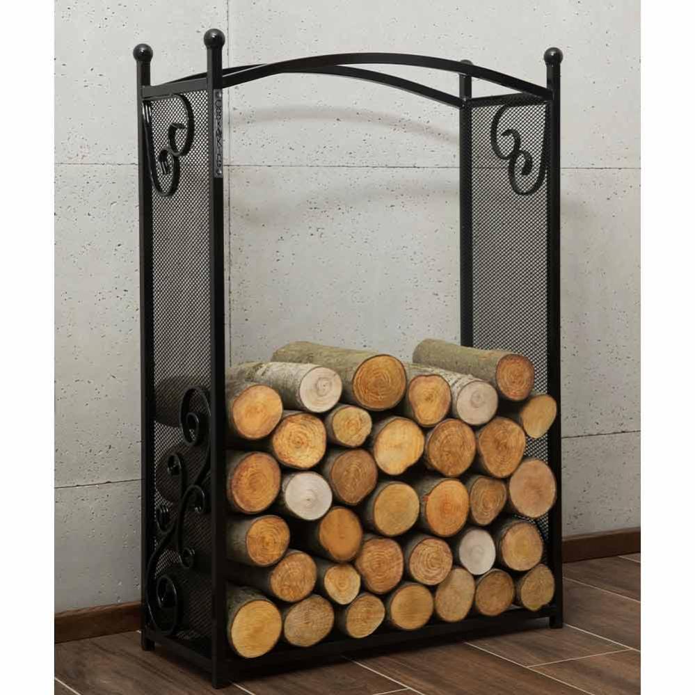 Porte bûches rectangulaire en acier noir "CHERRY" 90x60x25 cm | Leroy ...