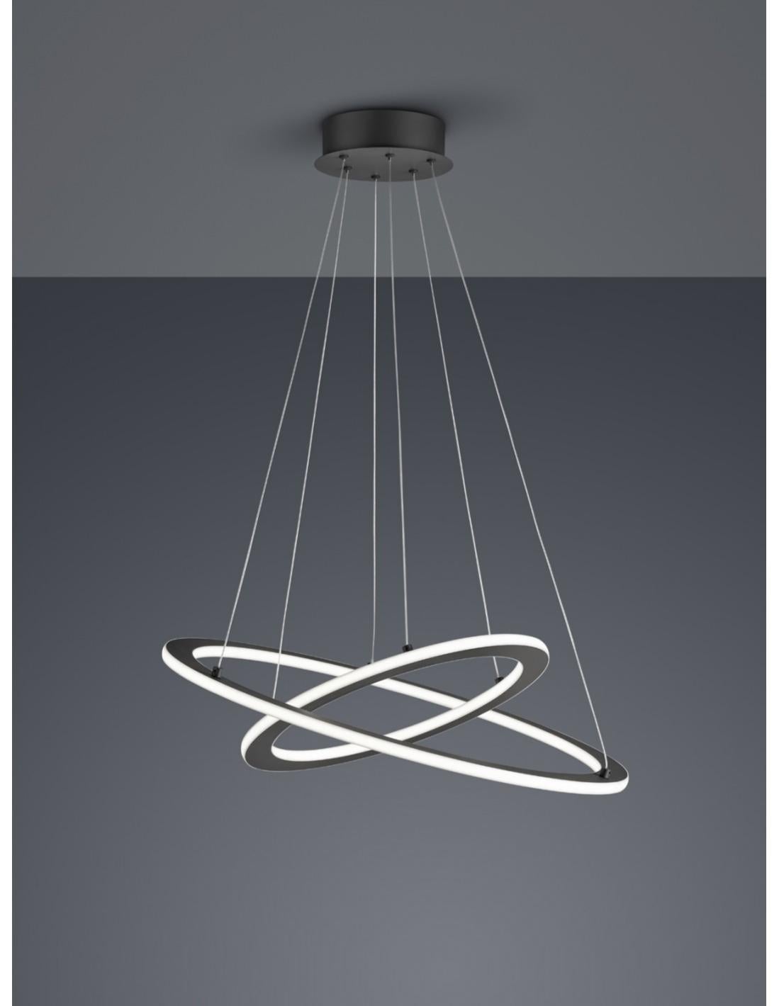 Sospensione Led Dimmerabile 2 Anelli Durban Antracite Ø60 cm Trio ...