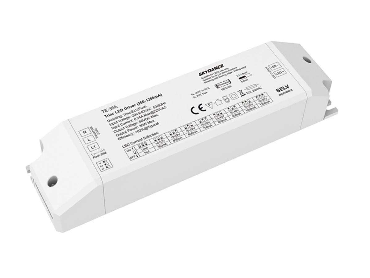 Led Driver CC Dimmerabile 36W Triac Dimmer + Pulsante Corrente Costante ...