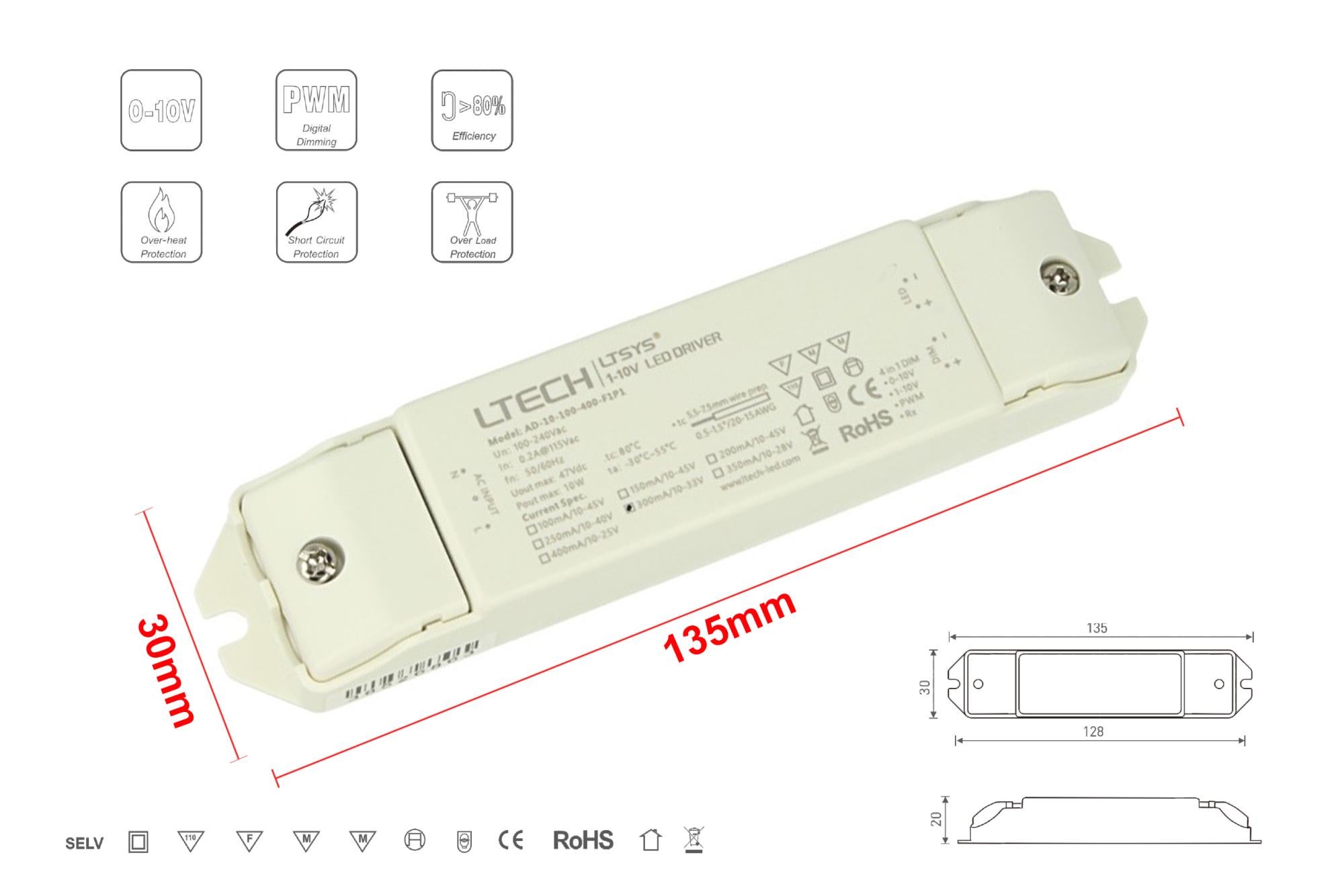 Led Driver CC 300mA DC 10-33V 10W Dimmerabile 0-10V 1-10V PWM | Leroy ...