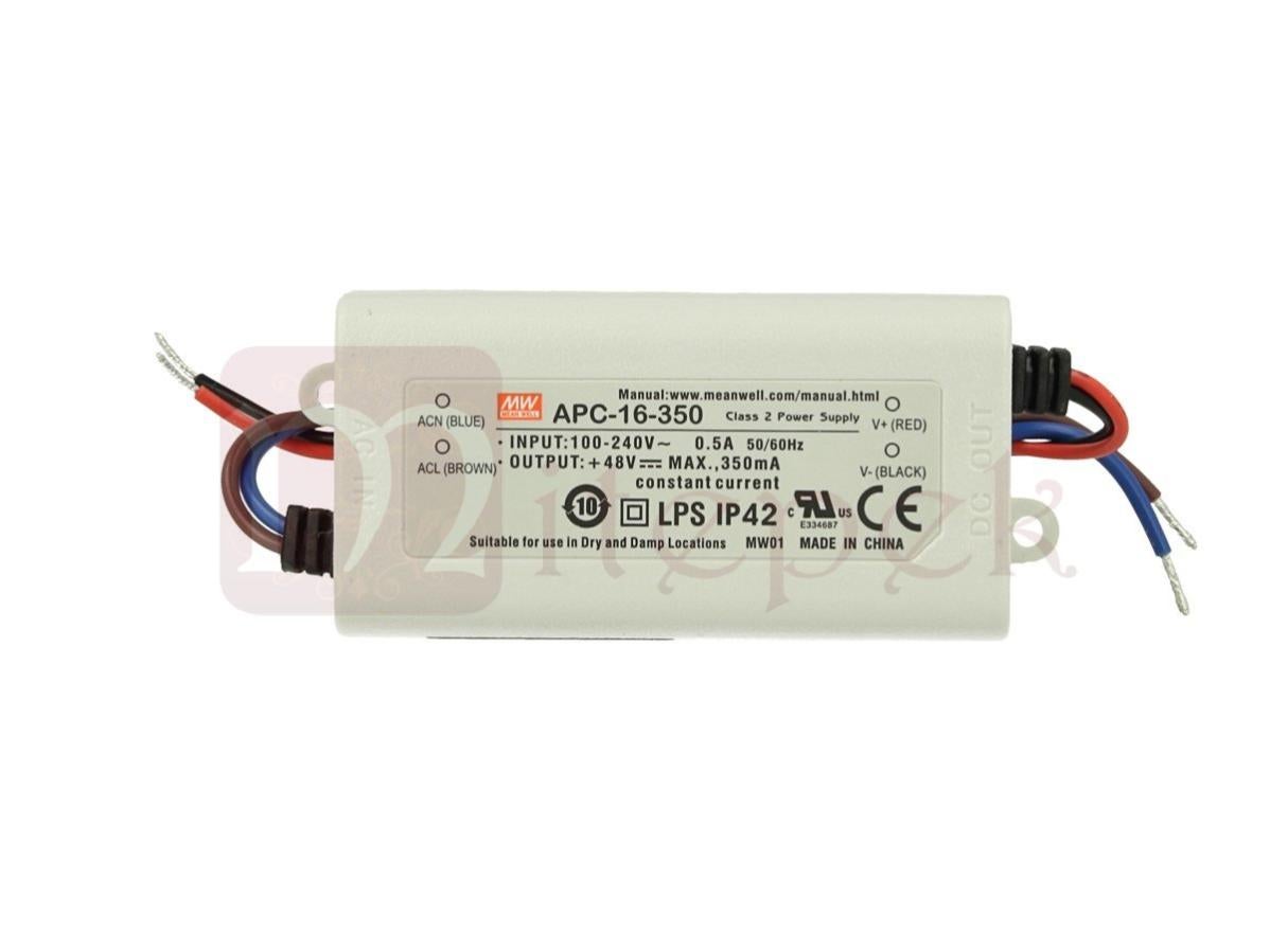 Led Driver CC MeanWell APC-16-350 Trasformatore 350mA 12V-48V DC 16W ...