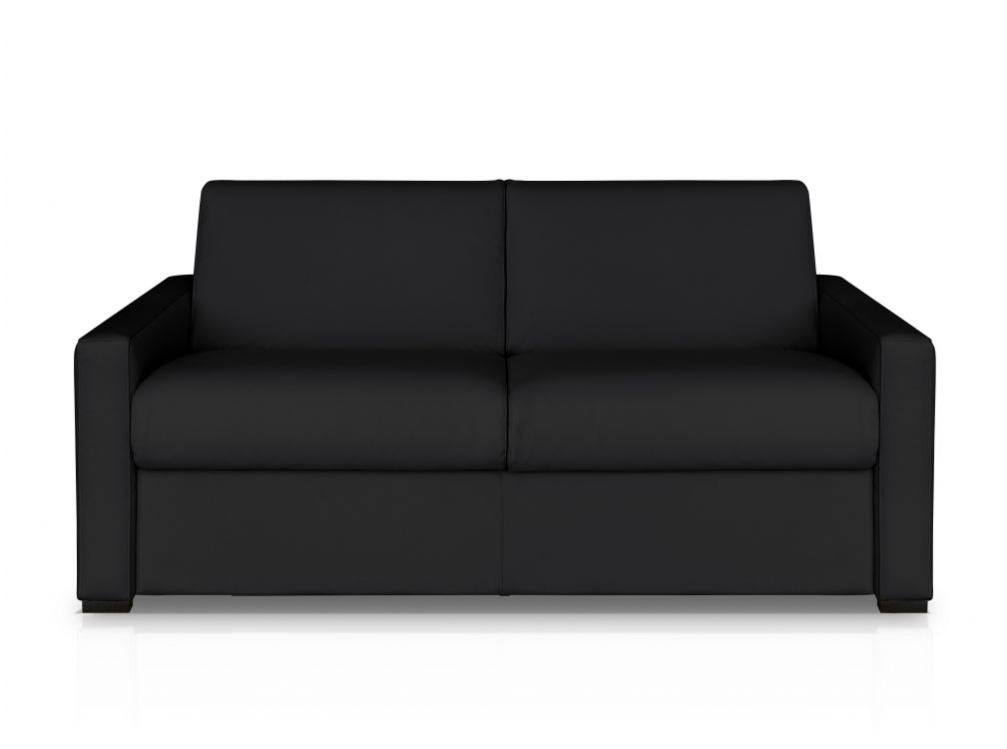 Canapé 3 places DIANA PREMIUM en cuir - Matelas épaisseur 17cm - Noir ...