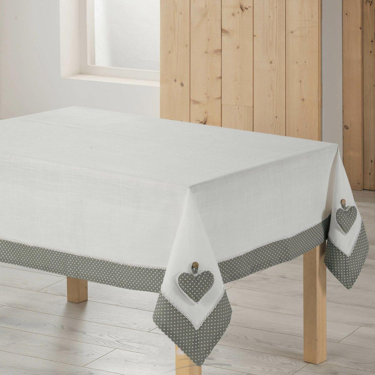 Nappe rectangle 140x240 cm Fanny gris blanc | Leroy Merlin