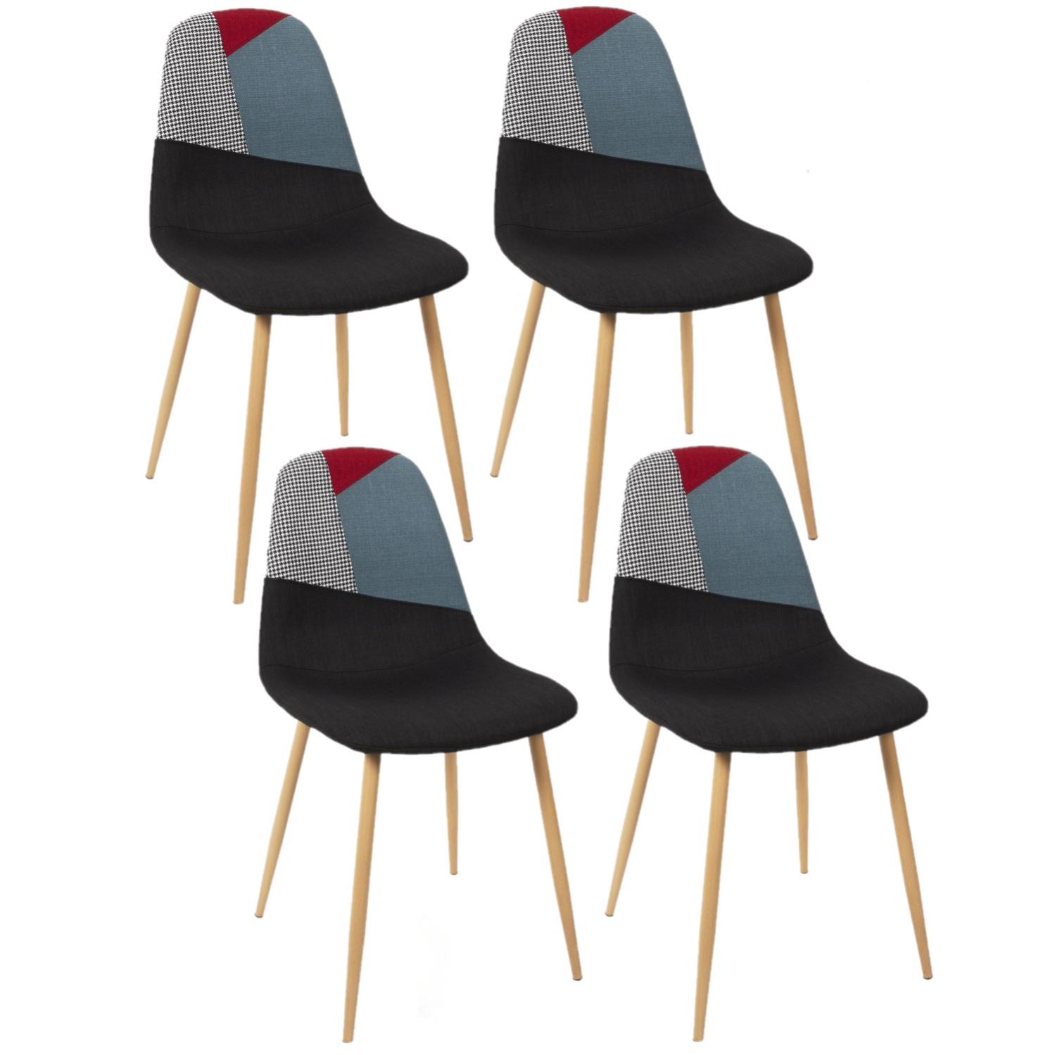 Lot de 4 Chaises patchwork First - Noir et rouge | Leroy Merlin