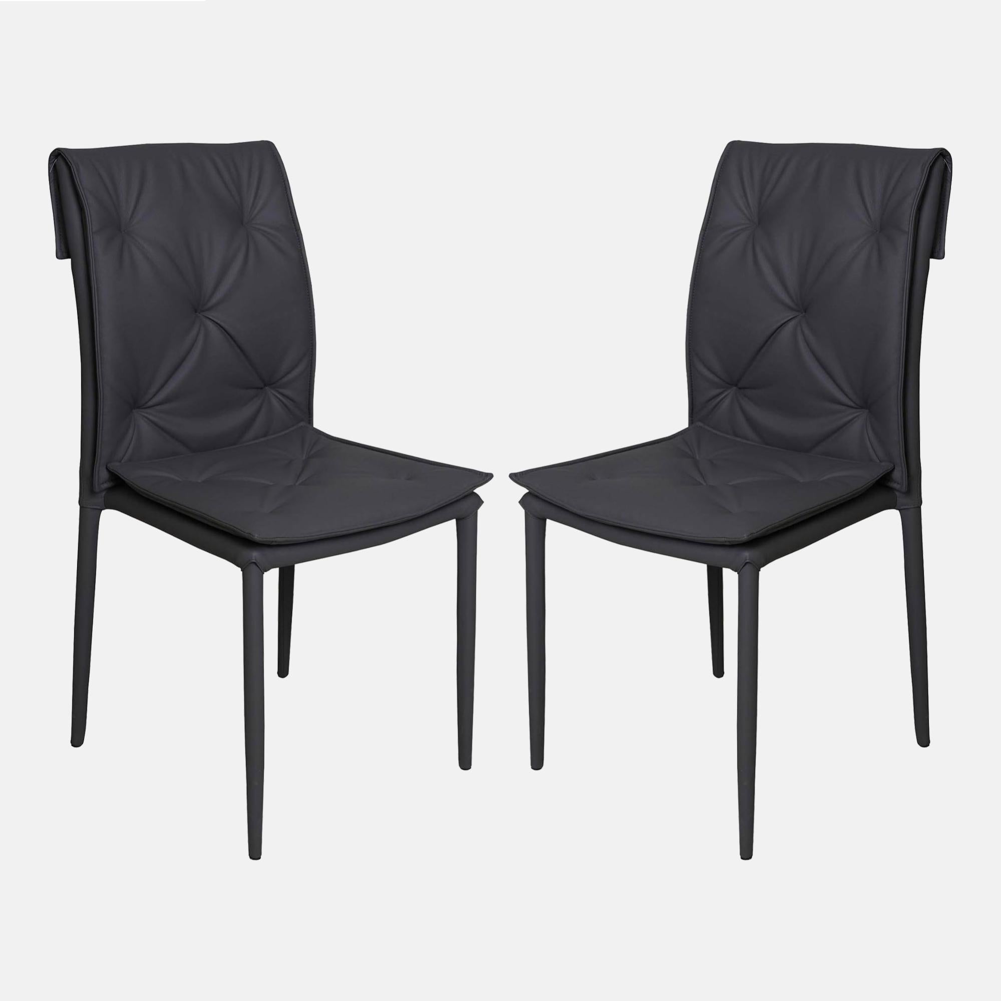 Set di 2 Sedie moderne in ecopelle, per sala da pranzo, cucina o salotto, cm 44x44h91, Seduta h ...