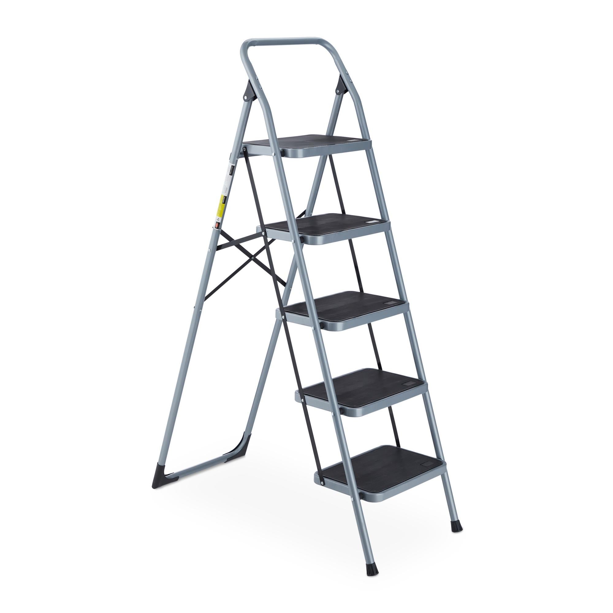 Relaxdays Scala Pieghevole a 5 Gradini, Antiscivolo, da Casa, Carico ...