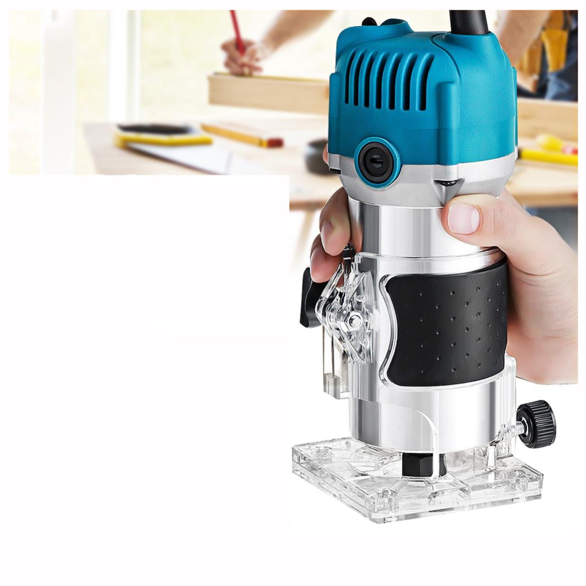 Affleureuse électrique filaire Machine à découper bois 1500W bleu 1/4 ...