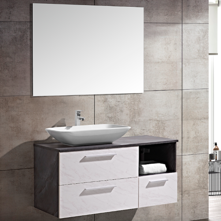 Set Mobile Arredo Bagno London Stone effetto pietra naturale Bianco ...