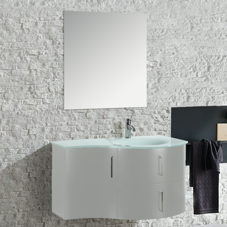 Mobile Arredo Bagno Kursal 104 cm Sospeso Bianco Destro Moderno | Leroy ...
