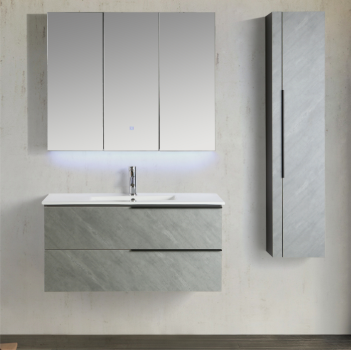 Mobile Arredo Bagno Pitagora 100 cm grigio Sospeso Moderno con Colonna ...