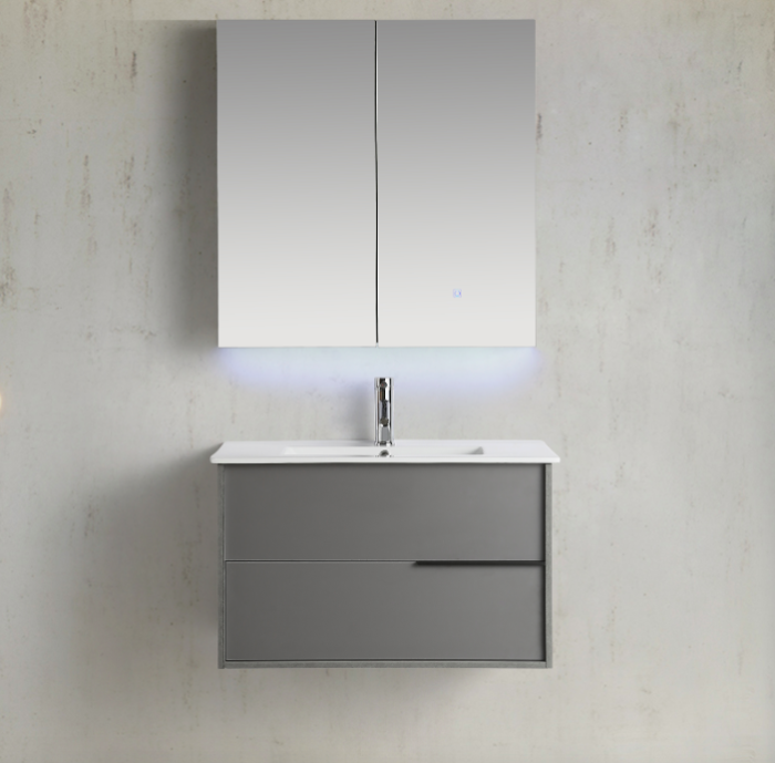 Mobile Arredo Bagno Pascal 80 cm Grigio Sospeso Moderno | Leroy Merlin
