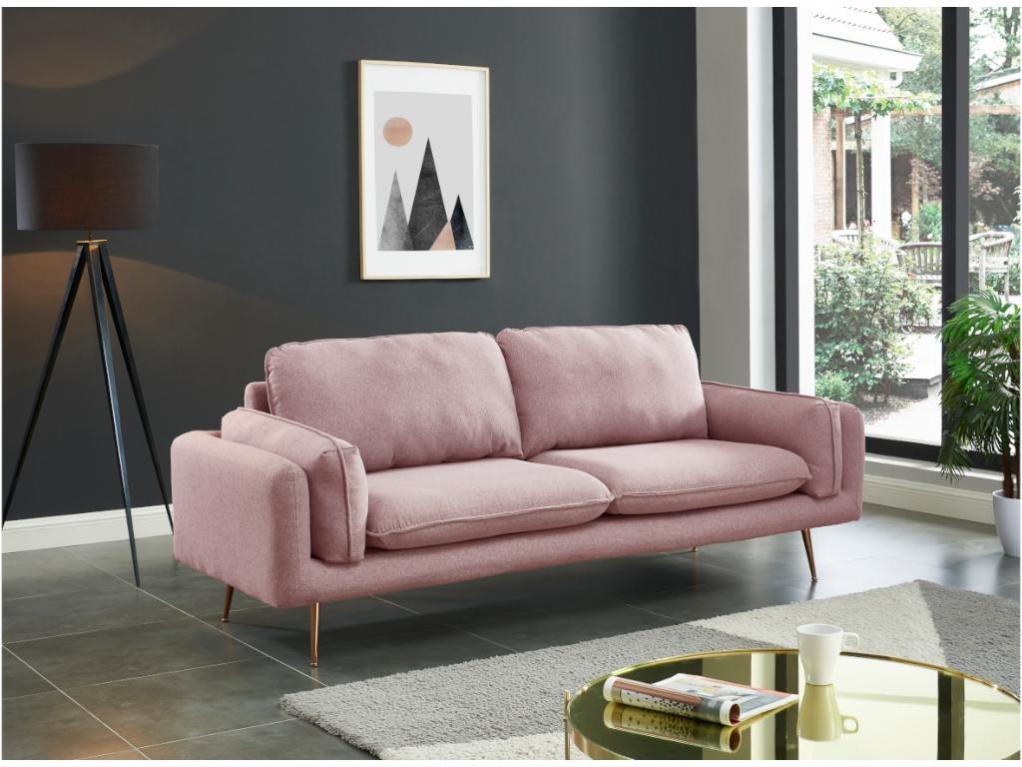 Canapé 3 places en tissu JAÏNA - Rose | Leroy Merlin
