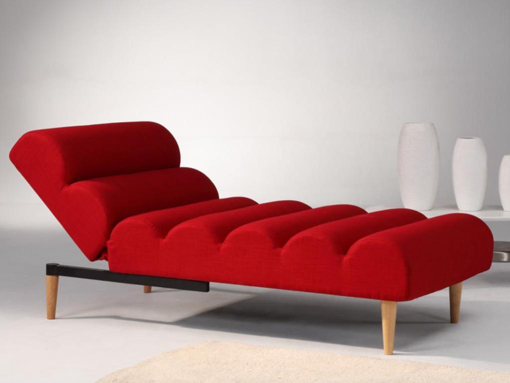 Méridienne convertible en tissu CIVAL - Rouge | Leroy Merlin