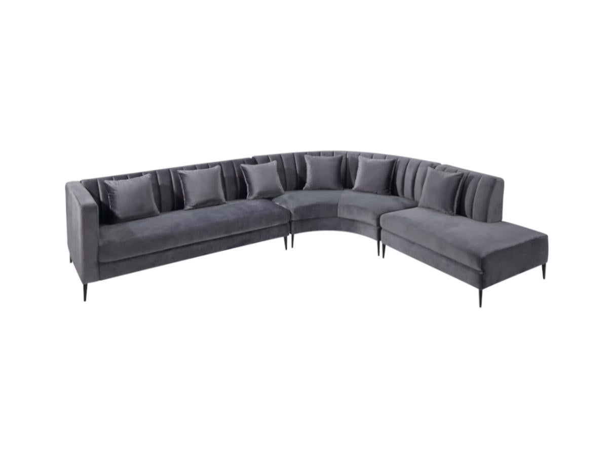 Canapé d'angle XL en velours AUDREY - Anthracite - Angle droit | Leroy ...