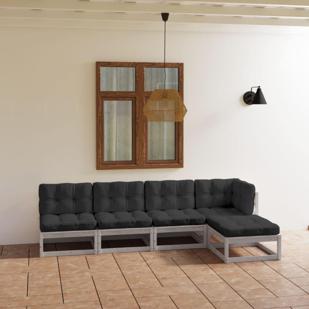 VidaXL Set Divani da Giardino 5 pz con Cuscini Legno Massello di Pino ...