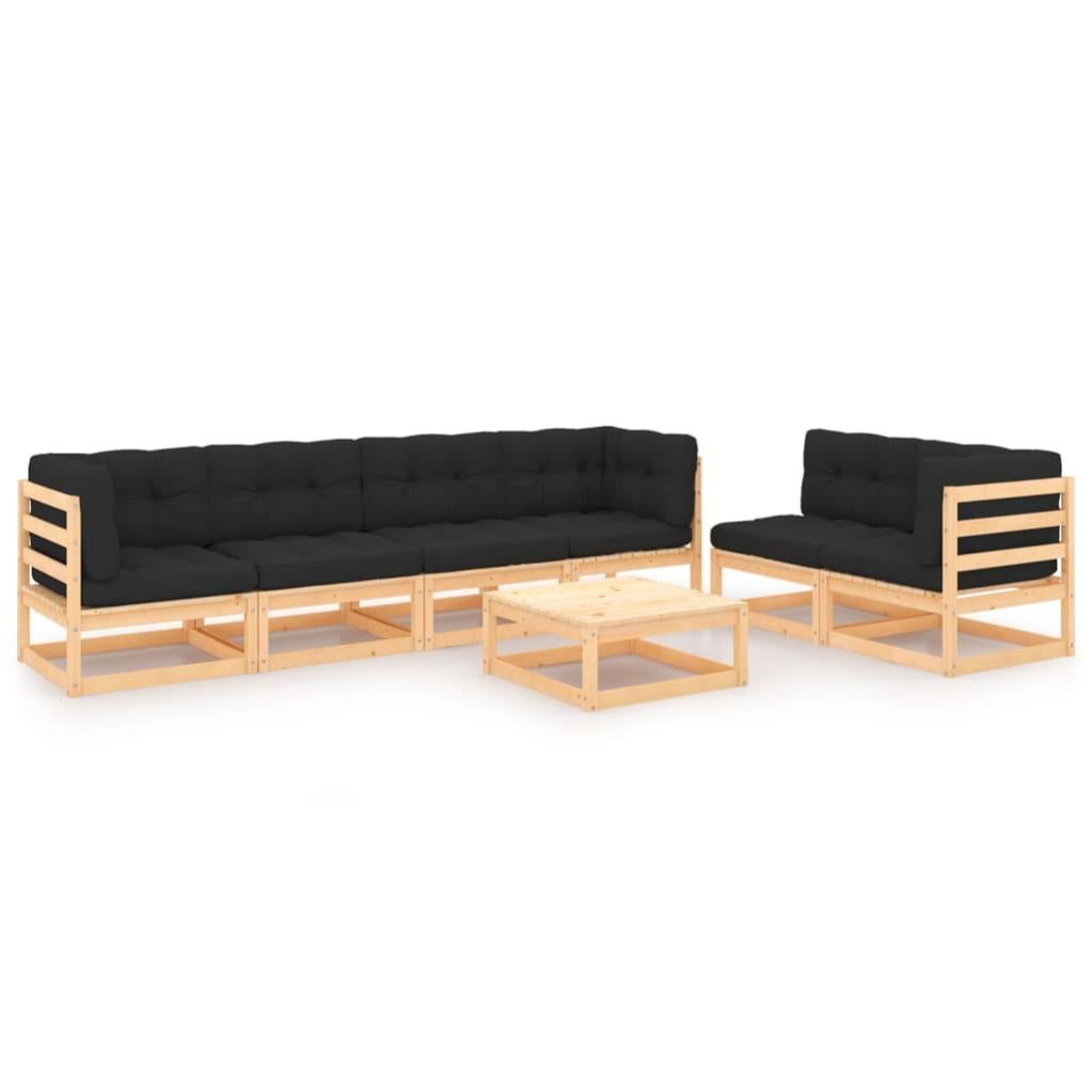 VidaXL Set Salotto Giardino 7 pz Cuscini Antracite Legno Massello Pino ...