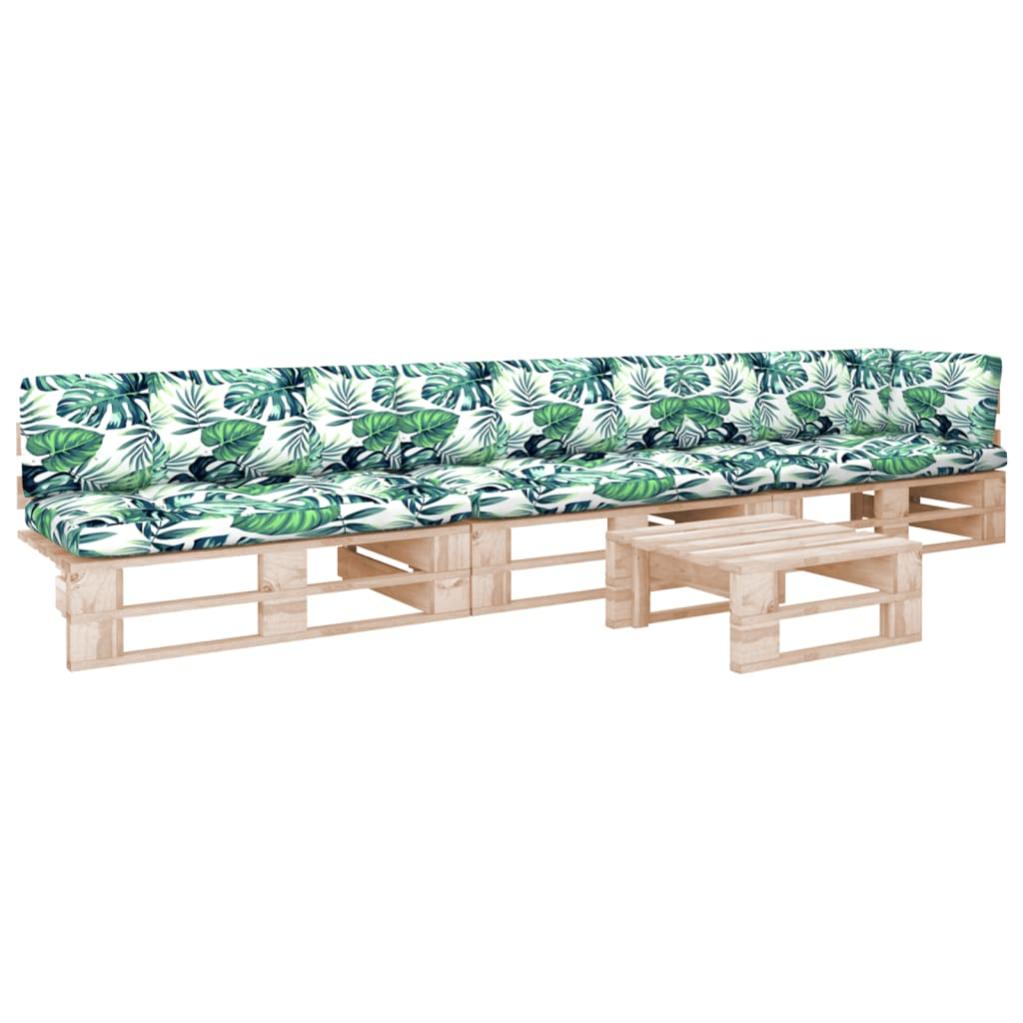Salon de jardin palette 4pcs avec coussins Bois de pin imprégné vidaXL ...