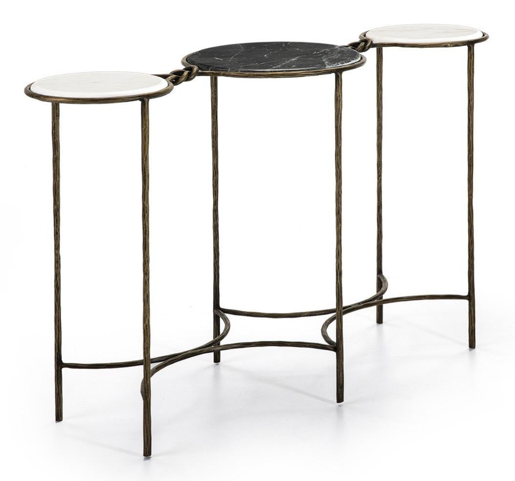 Console marbre blanc et noir pieds métal doré 127 cm | Leroy Merlin