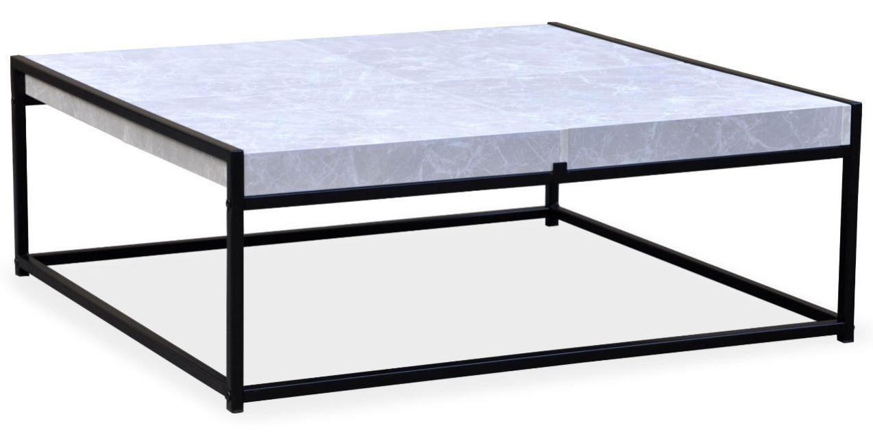Table basse réversible bois effet marbre et métal noir Doumy | Leroy Merlin
