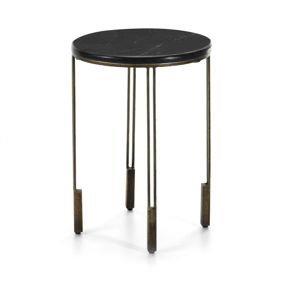 Table d'appoint pierre noir et métal doré Gina H 59 cm | Leroy Merlin
