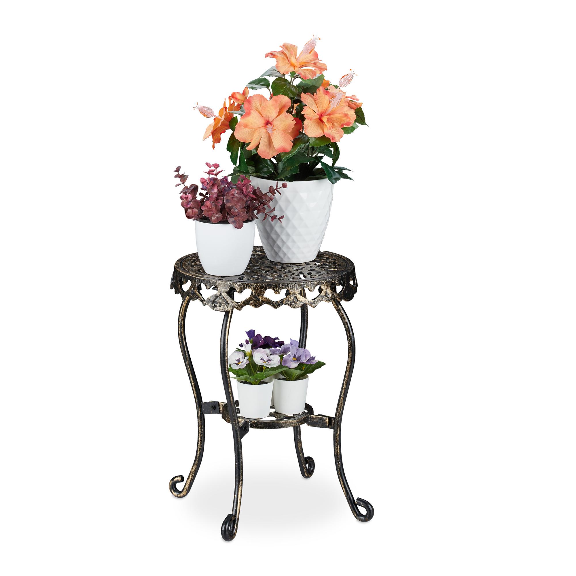 Relaxdays Sgabello Portavasi in Ghisa, Rotondo, Design Antico, Rotondo, Portafiori Piantine, HxD ...