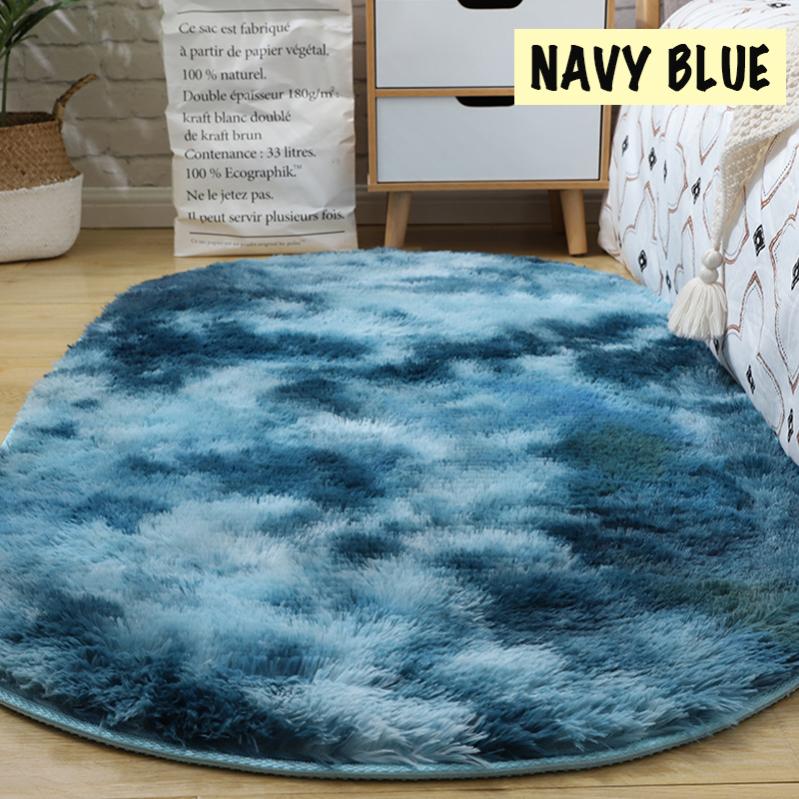 Tappeto shaggy Tappeto ovale Soggiorno camera da letto 100 x 160 cm blu ...