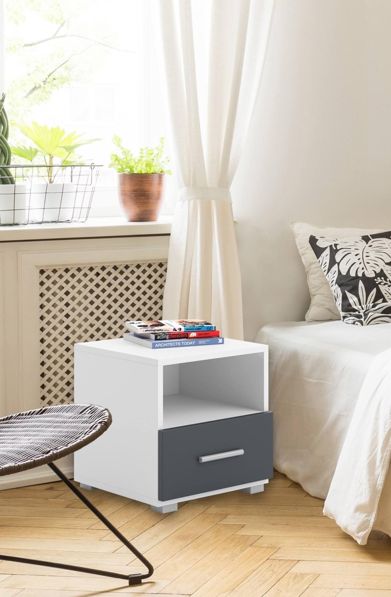 Comodino moderno per camera da letto, Tavolino da notte con 1 cassetto ...