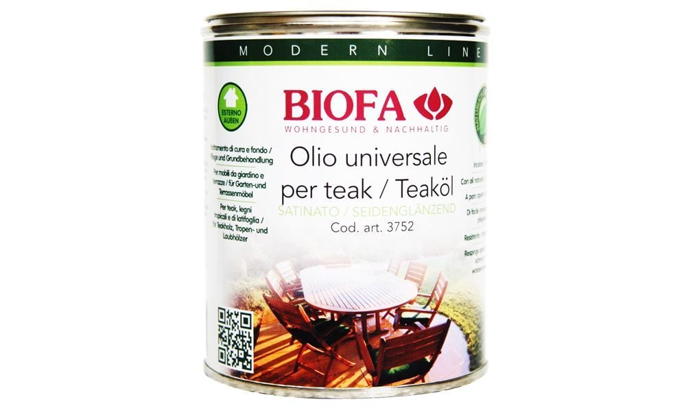 BIOFA 3752 - 5164 TEAK 1 LT l Olio naturale universale per l'arredo in legno esterno | Leroy Merlin