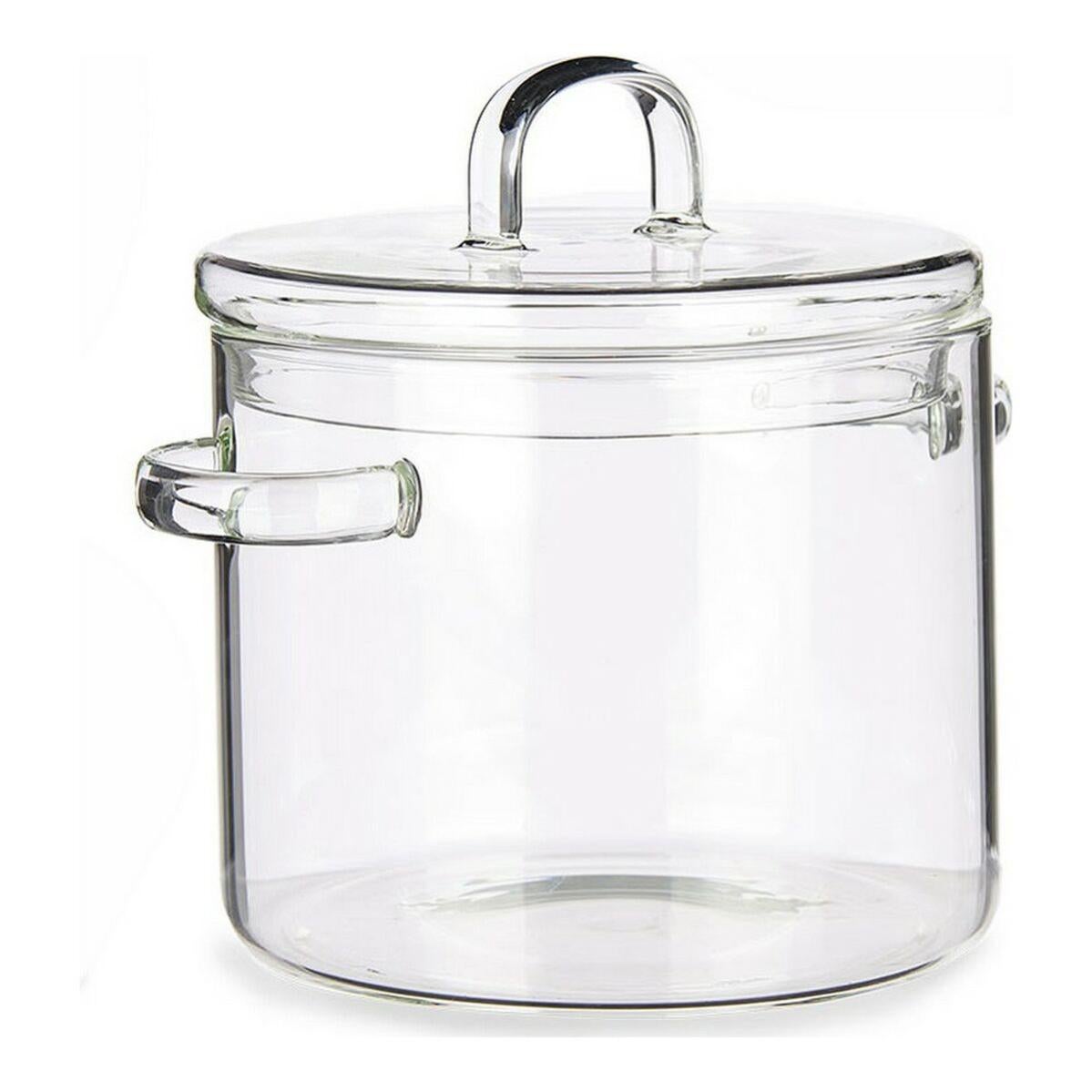 Pentola con Coperchio Vetro Borosilicato Trasparente (15,4 x 16,8 x 20 ...