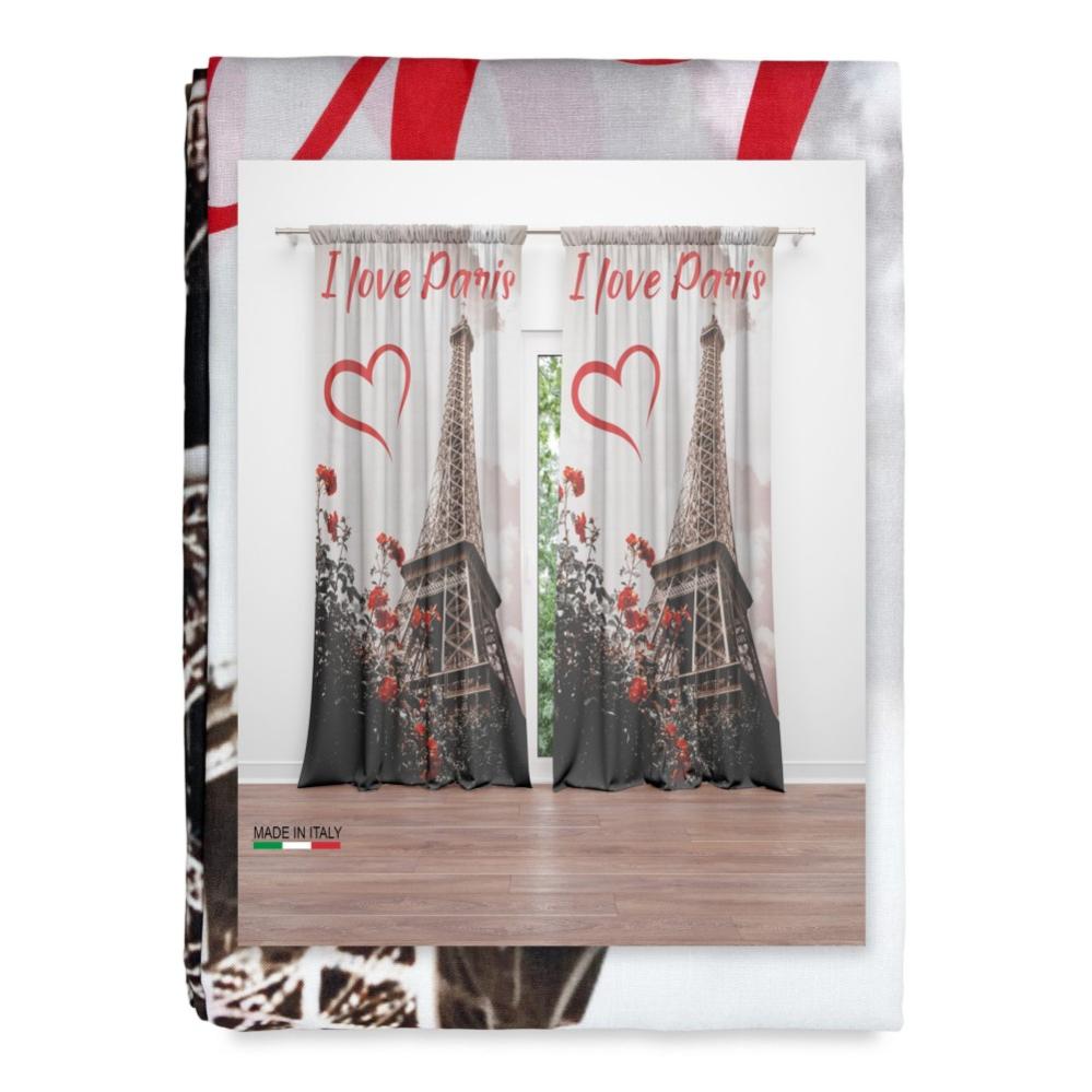 TENDA I LOVE PARIS cm.160X300 confezionata MADE in ITALY misto lino ...