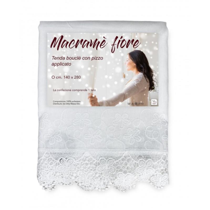 TENDA tendone PIZZO MACRAMÈ FIORE bianco CM.140X280 confezionata ...