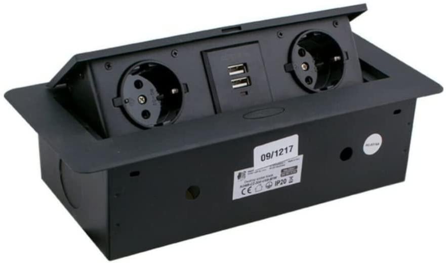 Evo - Multipresa Nera da Incasso a Scomparsa con 2 prese SCHUKO + 2 ...