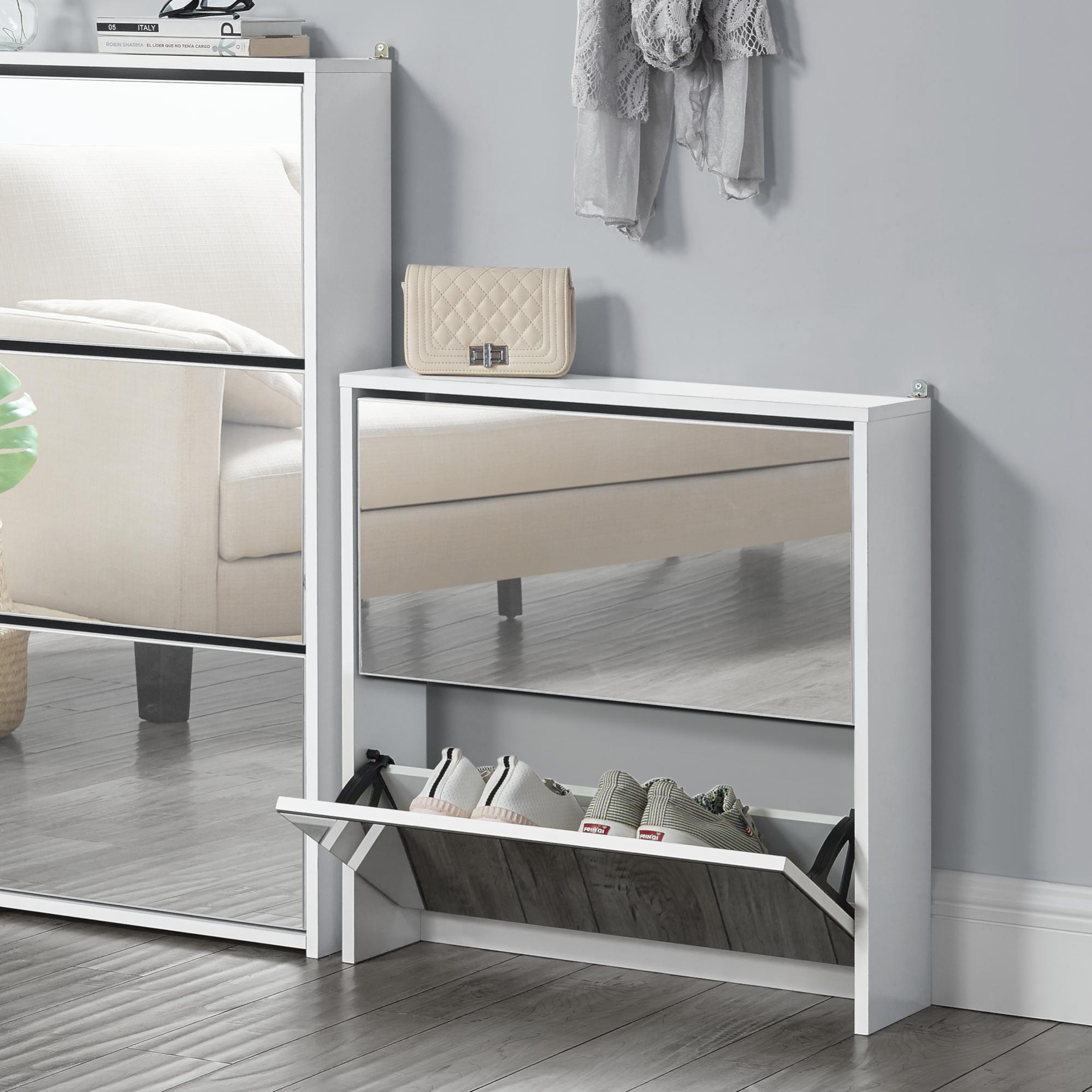 [en.casa] Scarpiera con Specchio 67 x 63 x 17 cm Scaffale per Scarpe ...