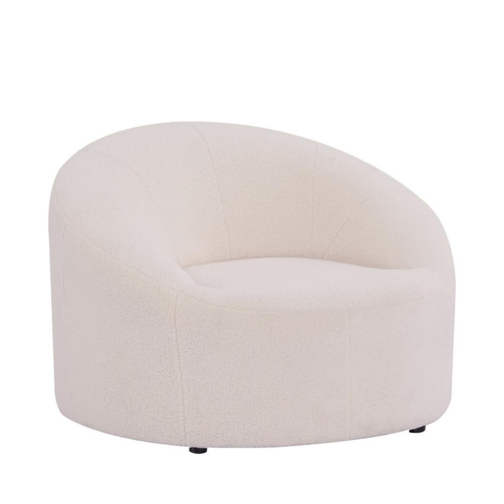 Fauteuil design en bouclette ecru - BOUSSA | Leroy Merlin