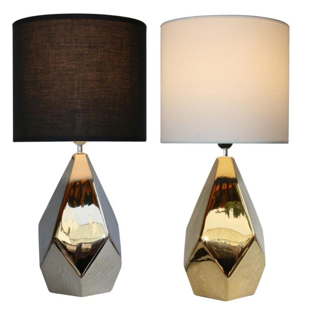 Lampe de bureau DKD Home Decor Toile Céramique Doré Argent (2 pcs) (30 ...