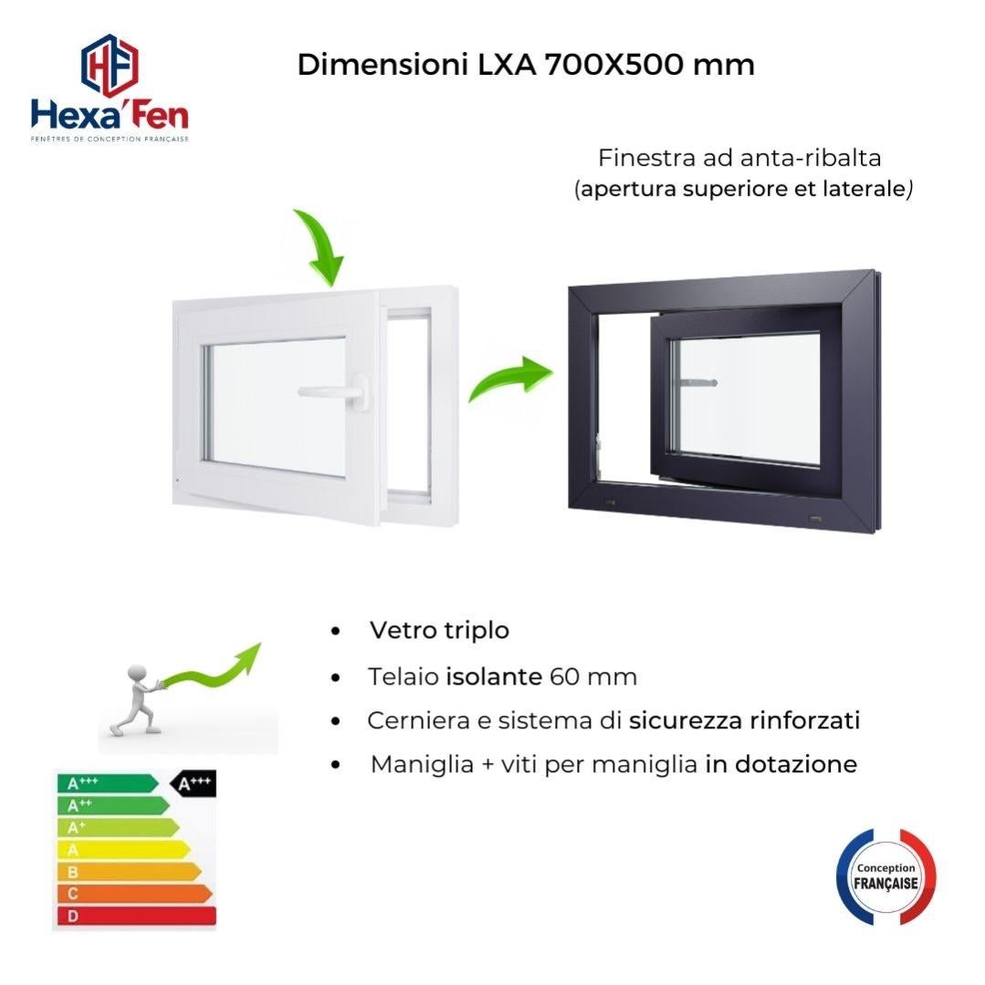 Finestra in PVC - LxH 700x500 mm - Triplo vetro - Antracite/Bianco ...