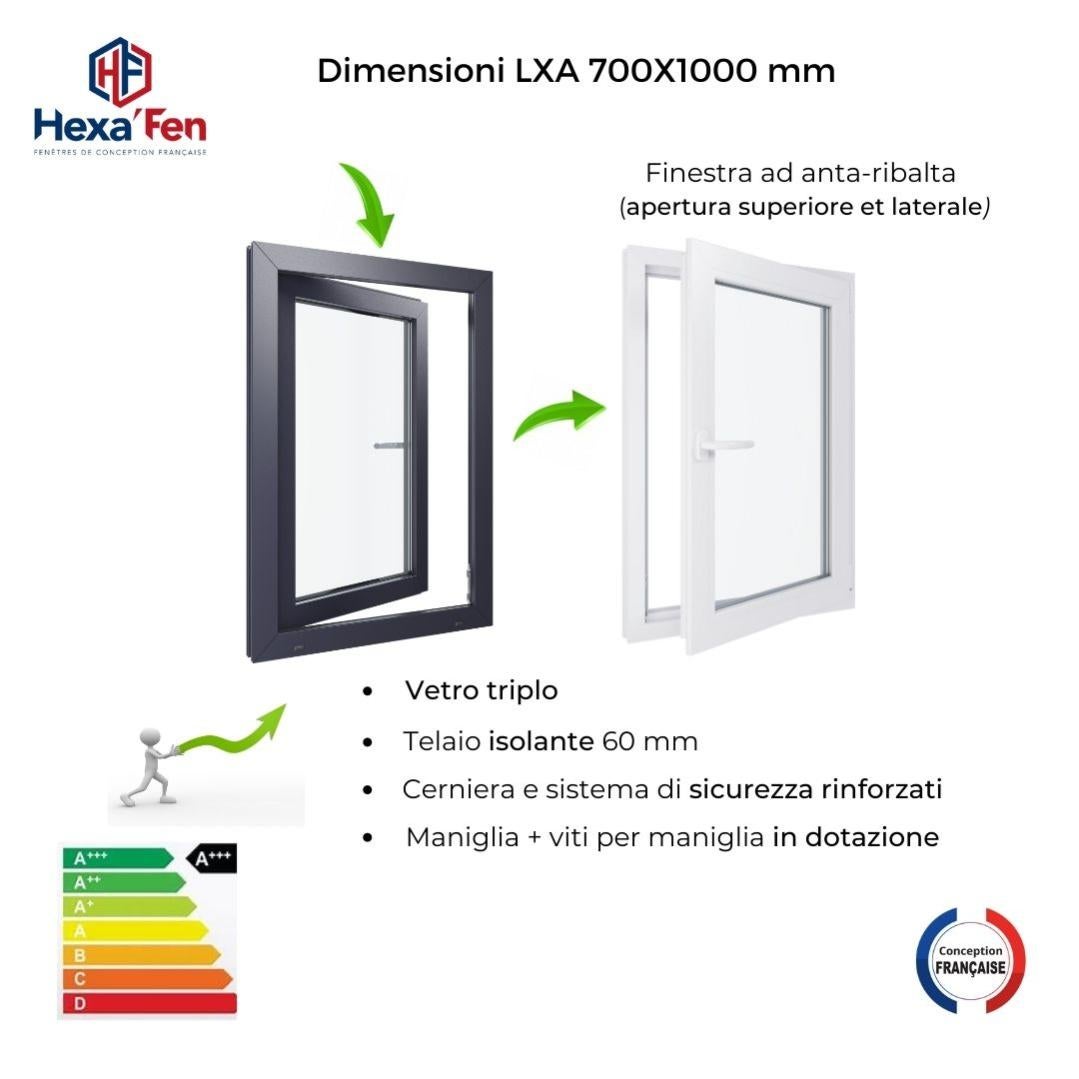 Finestra in PVC - LxH 700x1000 mm - Triplo vetro - Antracite/Bianco ...