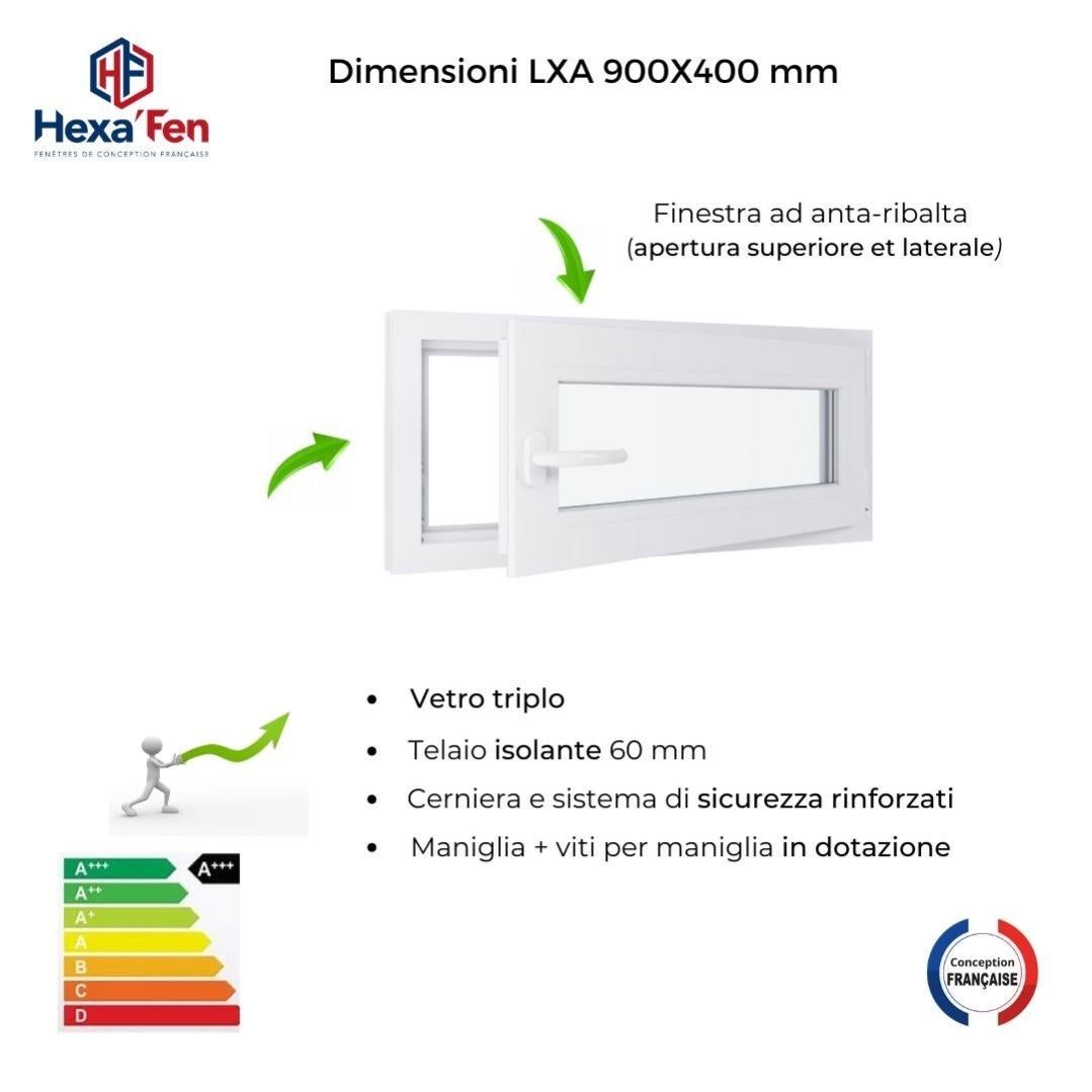Finestra in PVC - LxH 900x400 mm - Triplo vetro - Bianco/Bianco ...