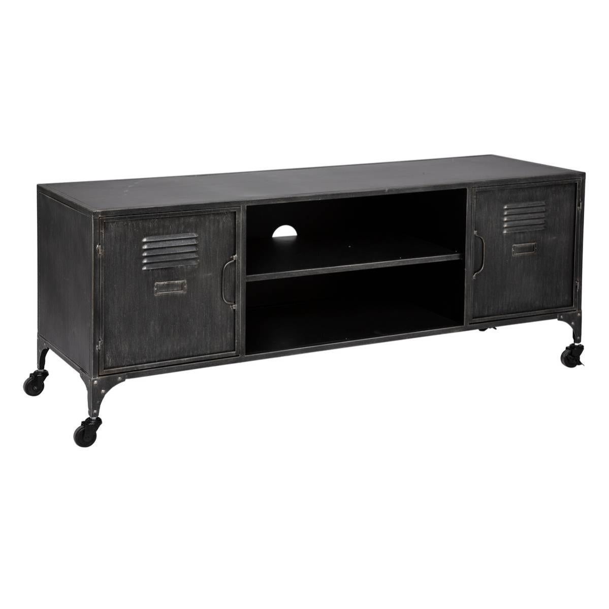 Mueble de TV «Sevin» - metal - gris 56 x 140 cm - Atmosphera créateur d ...