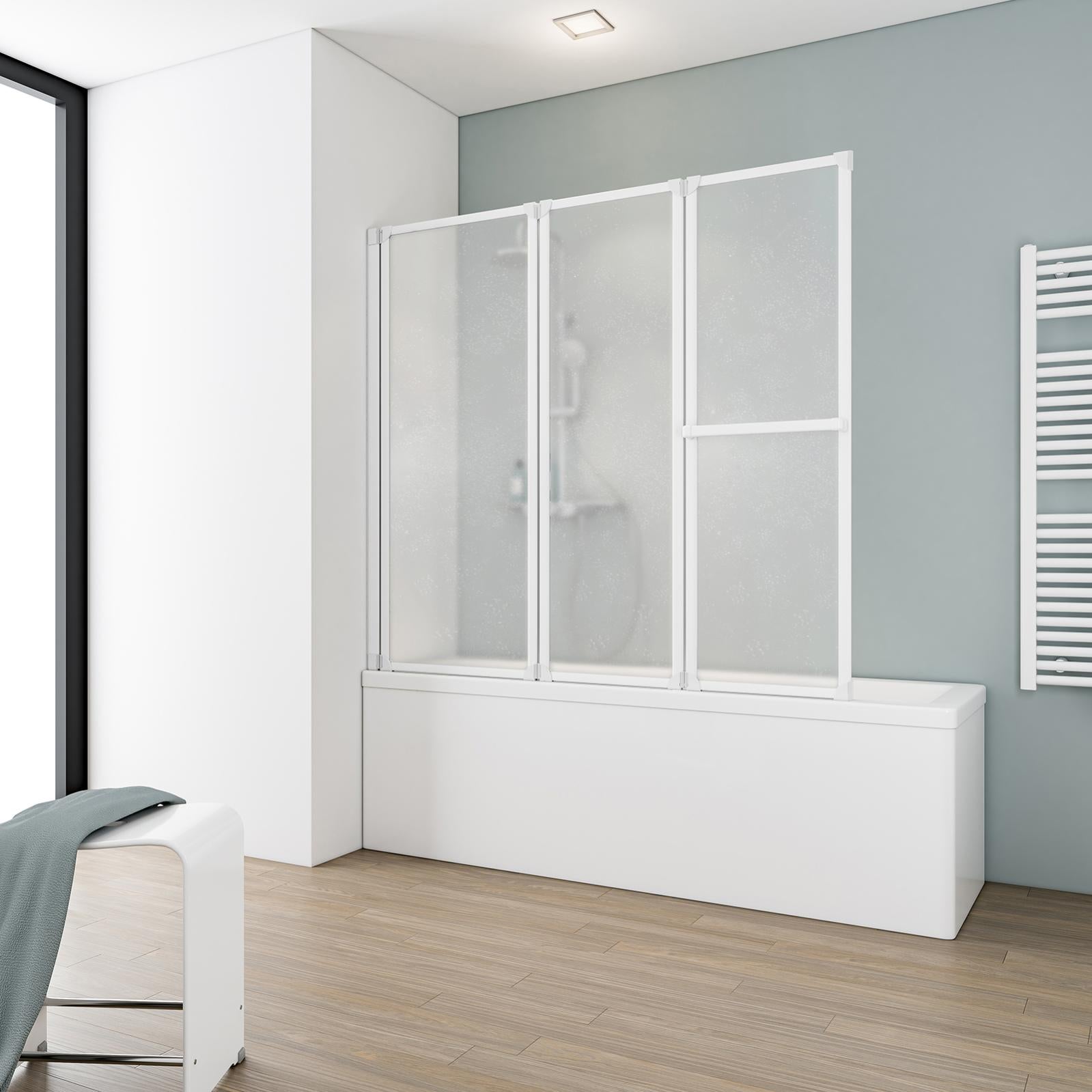 Schulte mampara de baño abatible 152 x 140 cm, 3 hojas con toallero giratorio, vidrio perfil ...