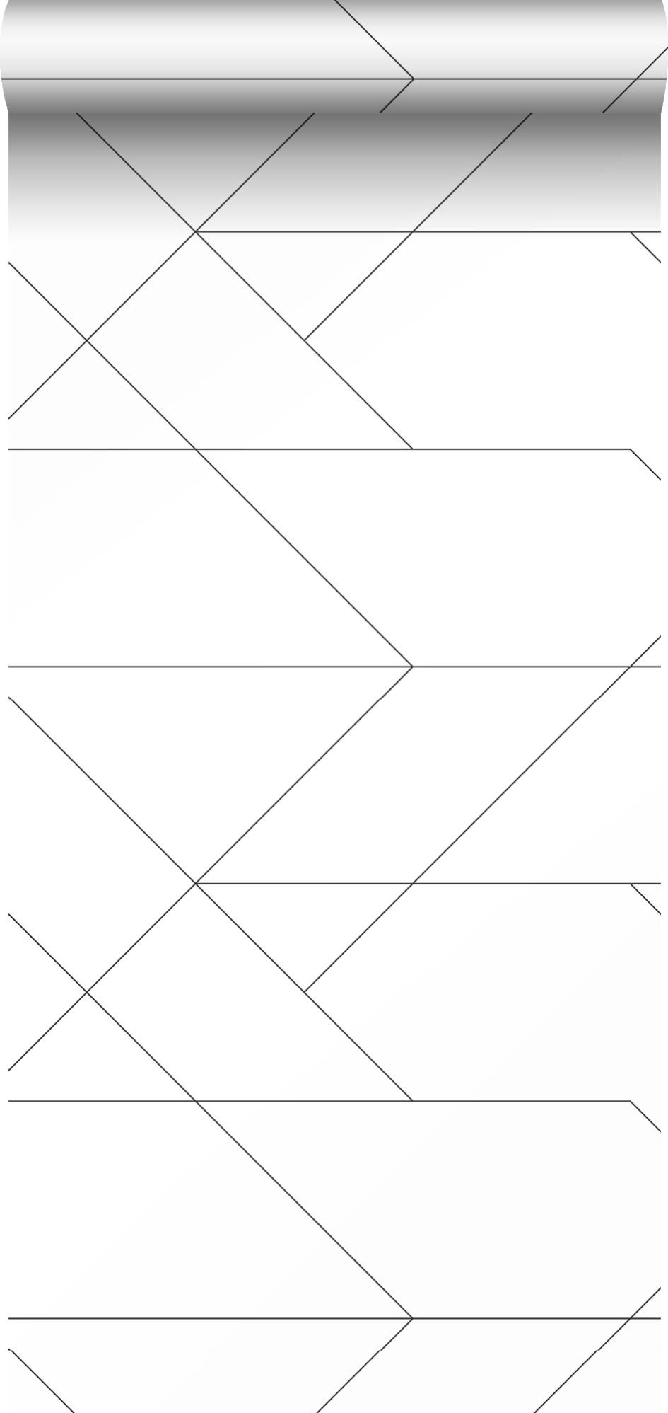 Carta da parati linee grafiche bianco e nero - 0,53 x 10,05 m ...