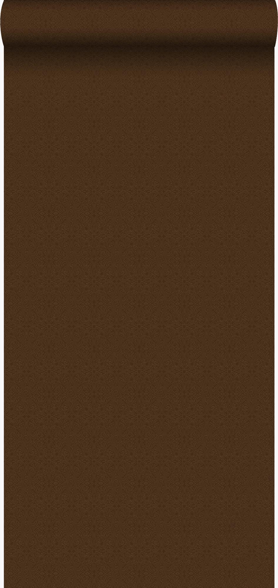 Papier Peint intissé impression ultra mat petits ornements marron et or ...